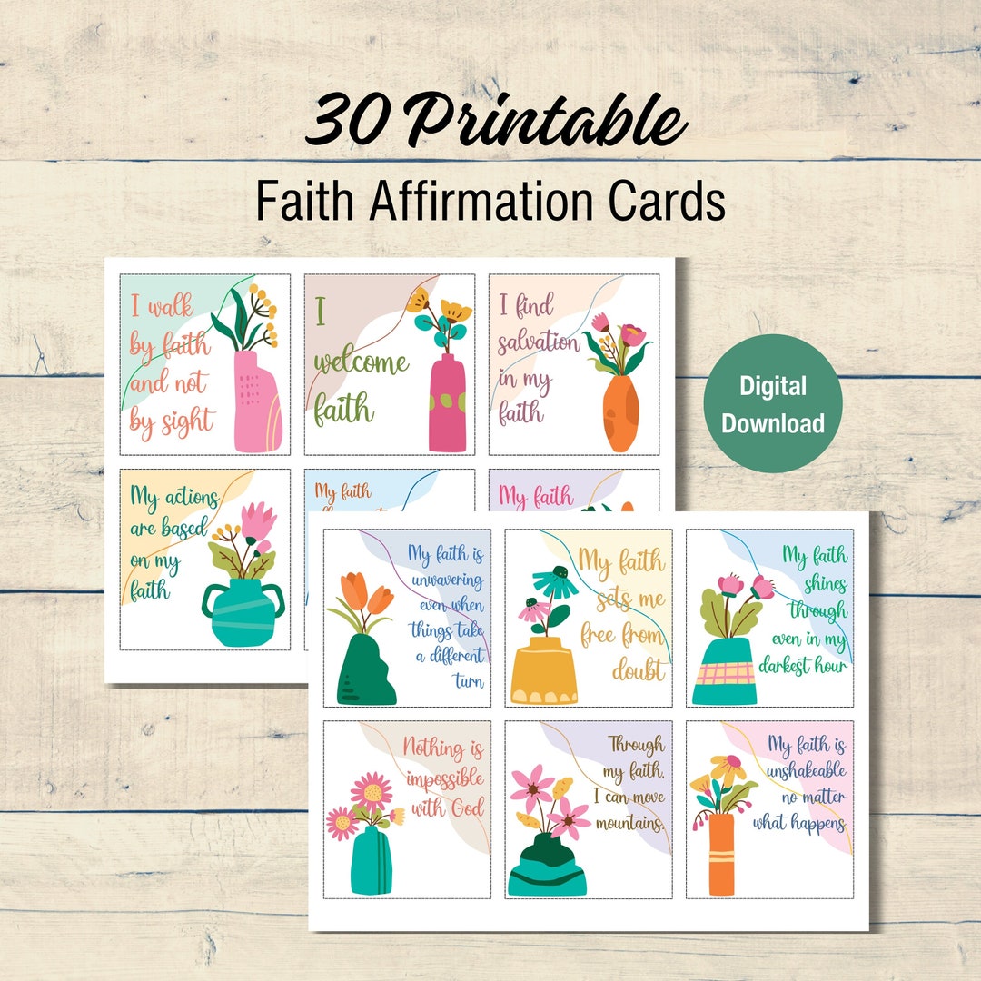 30 Faith Affirmation Cards Instantly Print Digital Download Grow in ...