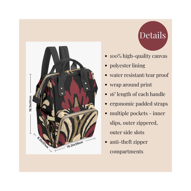 Custom Colorful Canvas Backpack Travel Bag Daypack Personalized Ikat ...