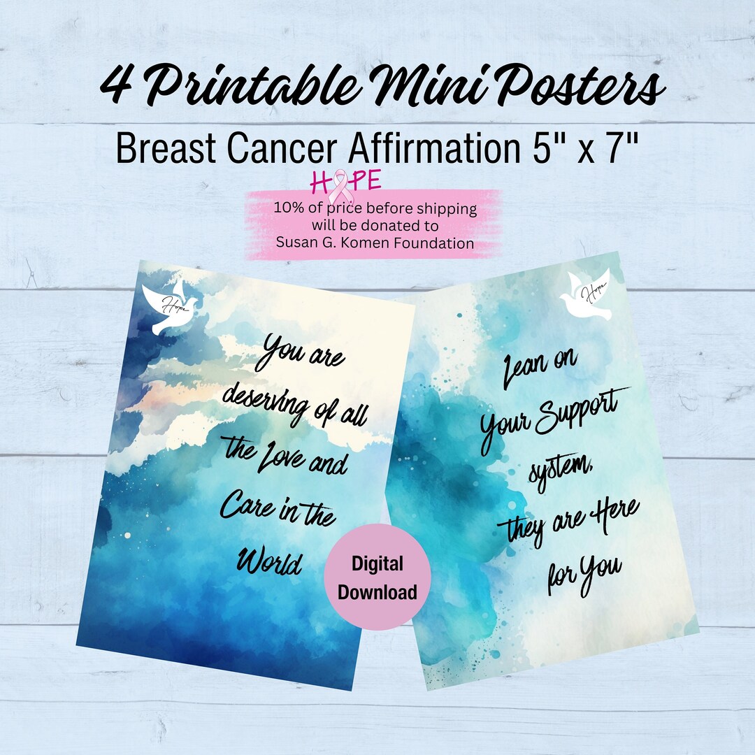 Breast Cancer Awareness Affirmation Posters Digital Download Cancer ...