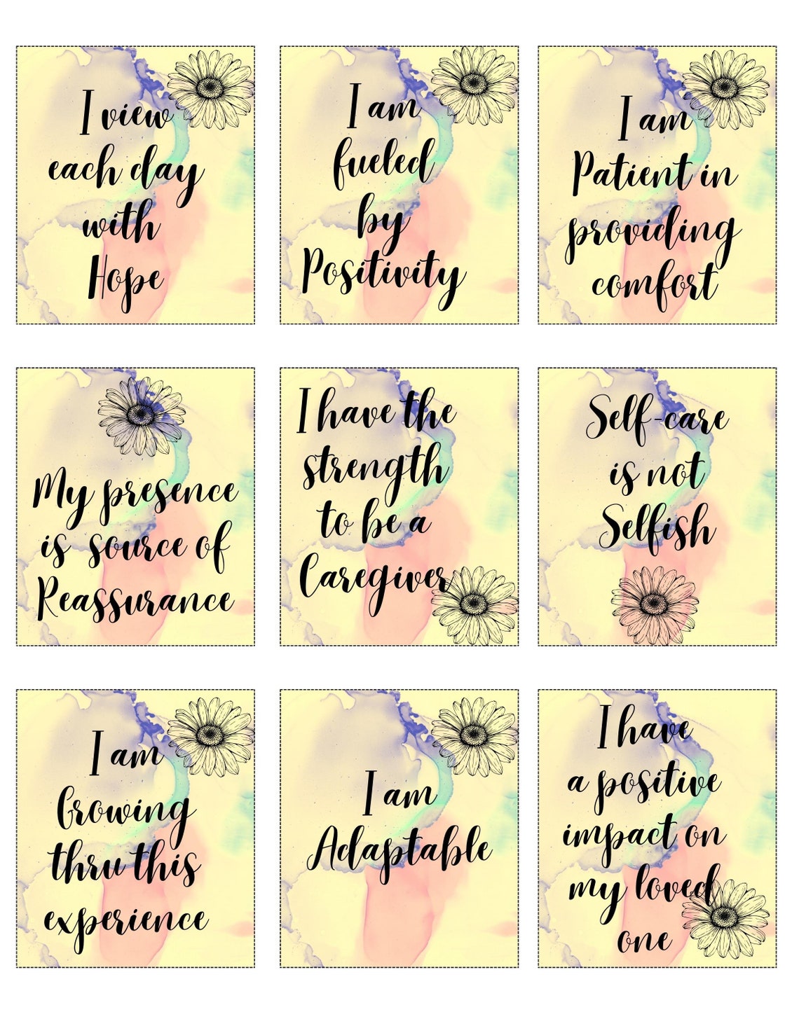 Caregiver Affirmation Cards, Digital Download, Positive Affirmations ...