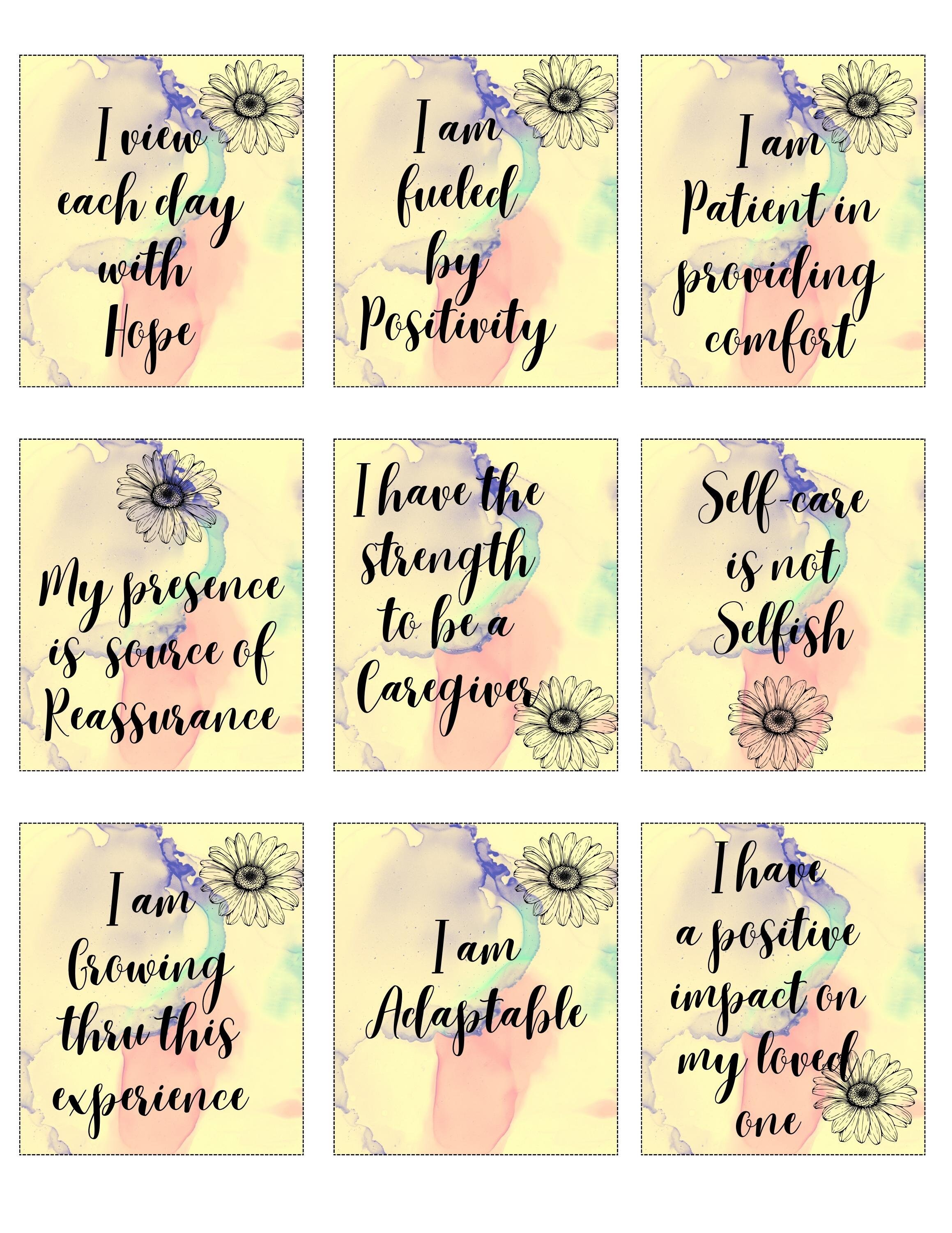 Caregiver Affirmation Cards, Digital Download, Positive Affirmations ...