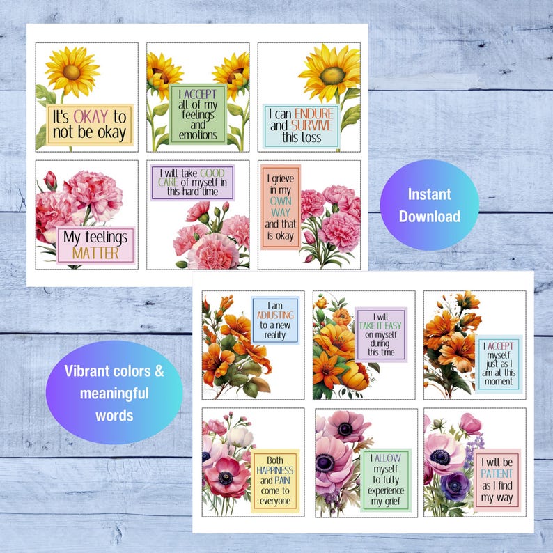 36 Grief Loss Affirmation Cards Instant Download Grief Loss Support ...