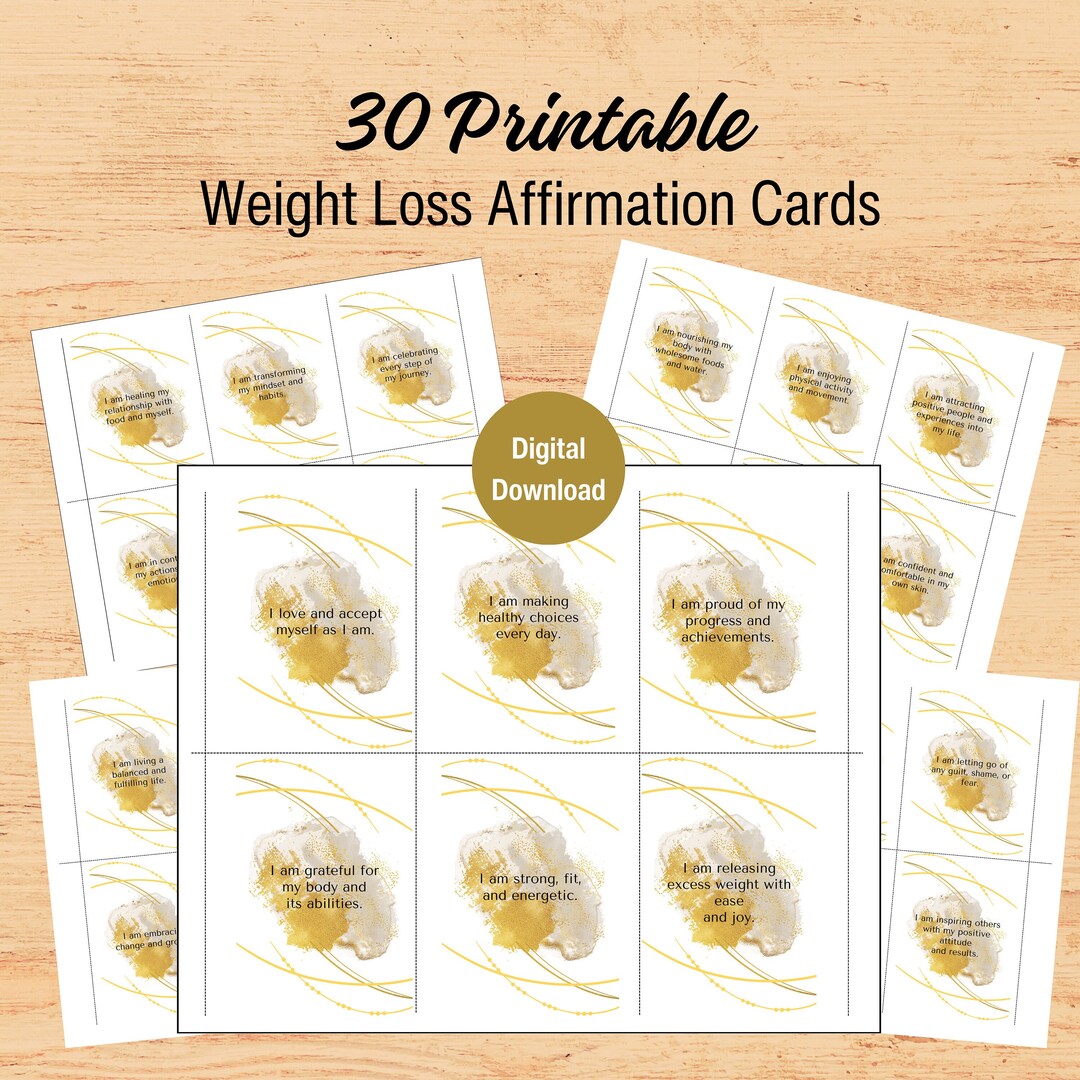 30 Weight Loss Affirmation Cards Digital Download Affirmation Card Deck ...