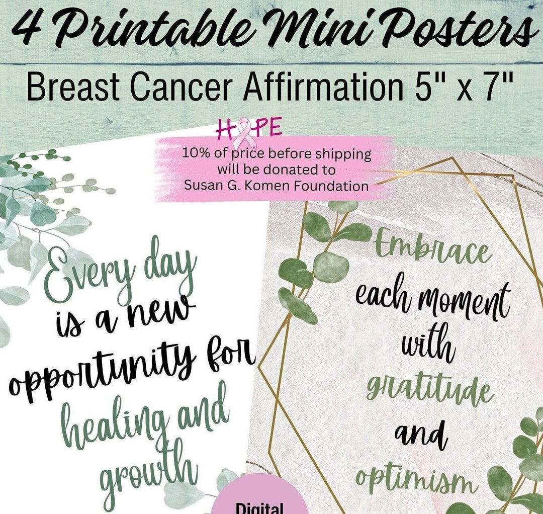 Breast Cancer Affirmation Mini Posters Digital Download for Cancer ...
