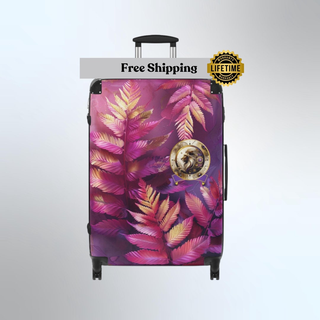 Pink Luggage Rolling Suitcase Travel Gift for Her Carryon Cruise Fern ...