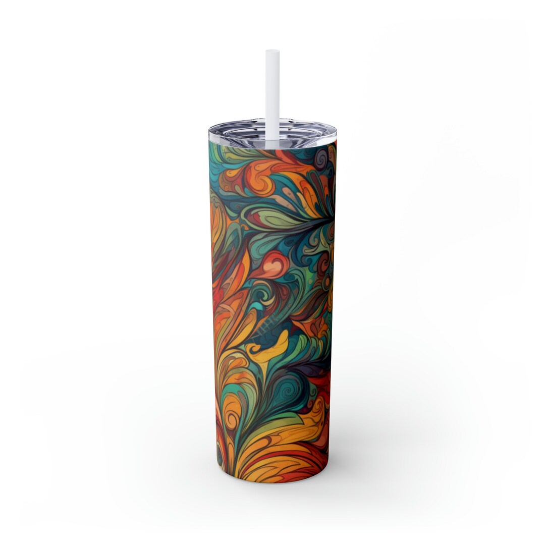 Blue Zentangle Abstract Design Travel Tumbler, 20oz Skinny Steel ...