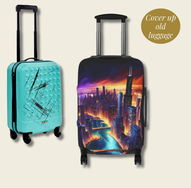 Chicago Night Rolling Luggage Cover Travelling Gifts Chicago Hardshell ...