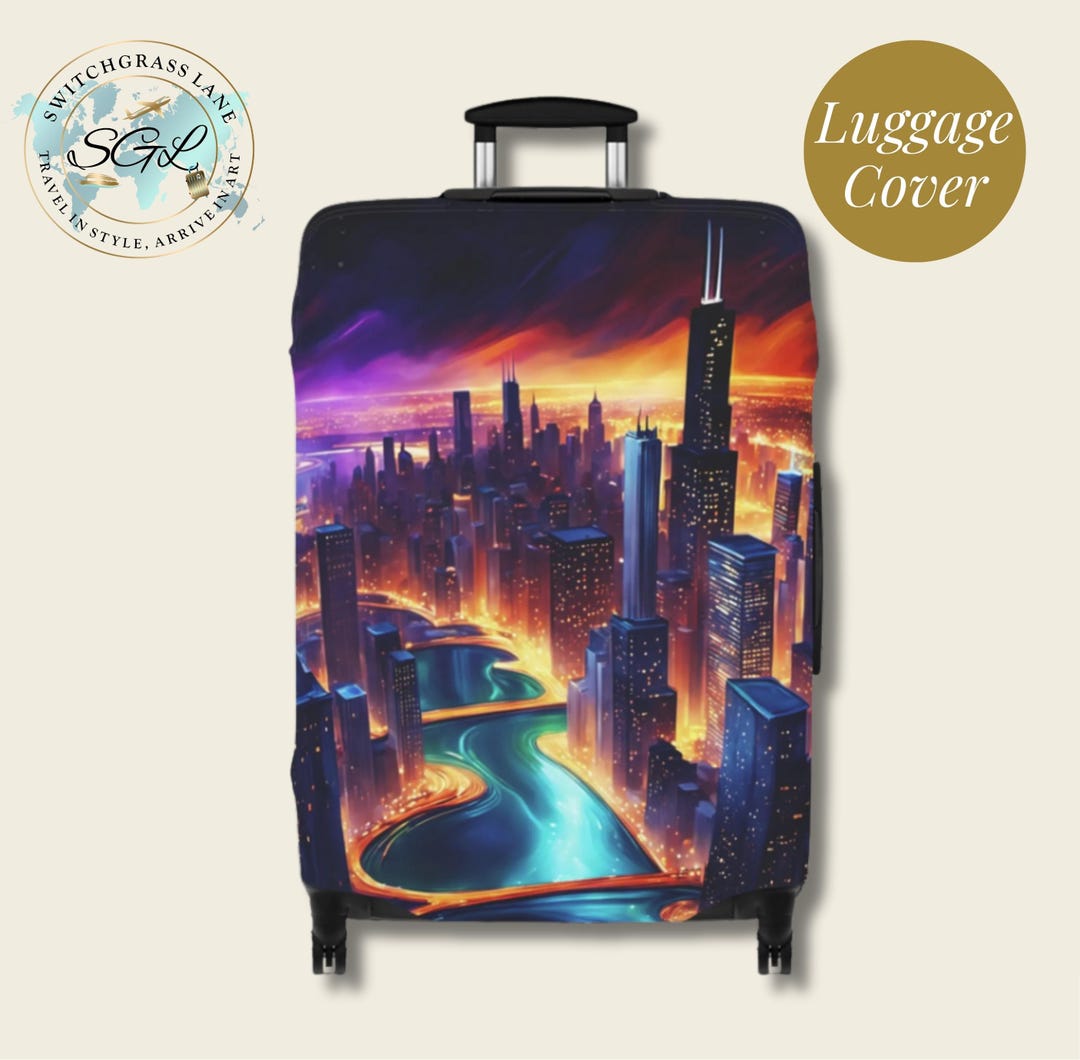 Chicago Night Rolling Luggage Cover Travelling Gifts Chicago Hardshell ...