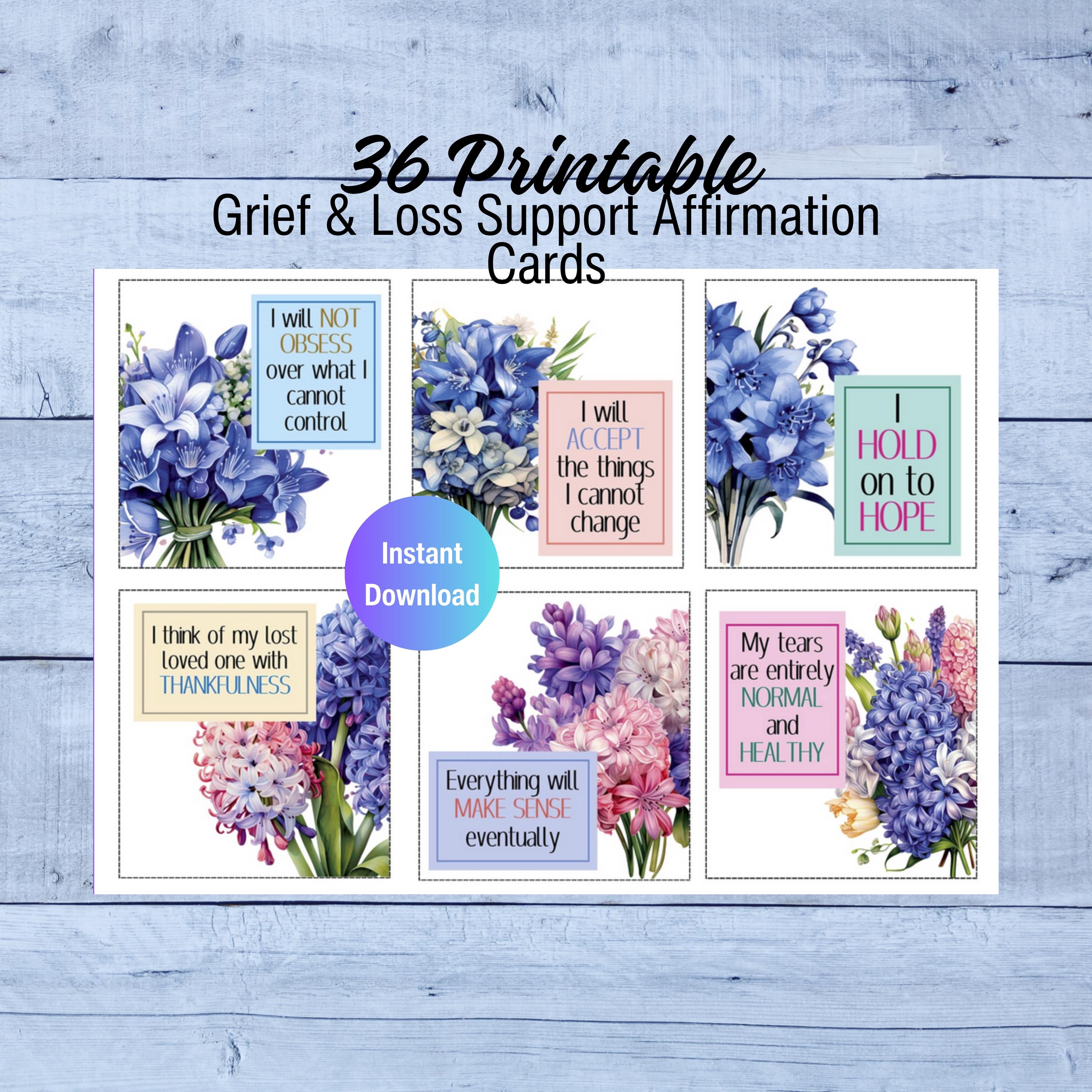 36 Grief Loss Affirmation Cards Instant Download Grief Loss Support ...
