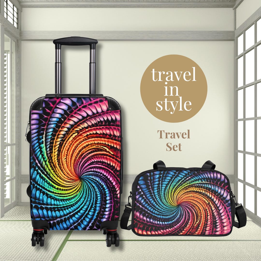 Rainbow Suitcase Custom Luggage Set Travel Collection Vacation Carryon ...