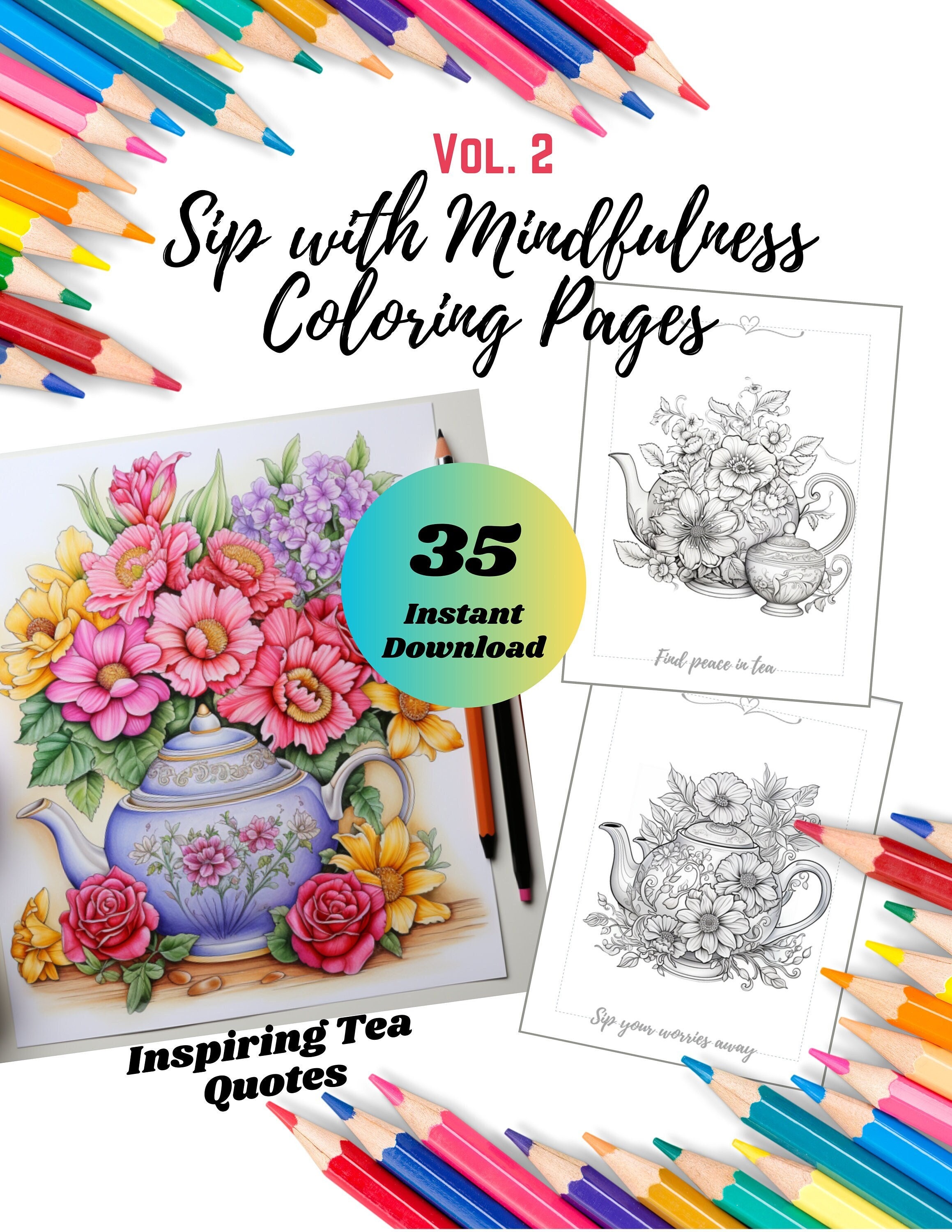 35 MORE Mindfulness Coloring Pages for Adults, Instant Download ...