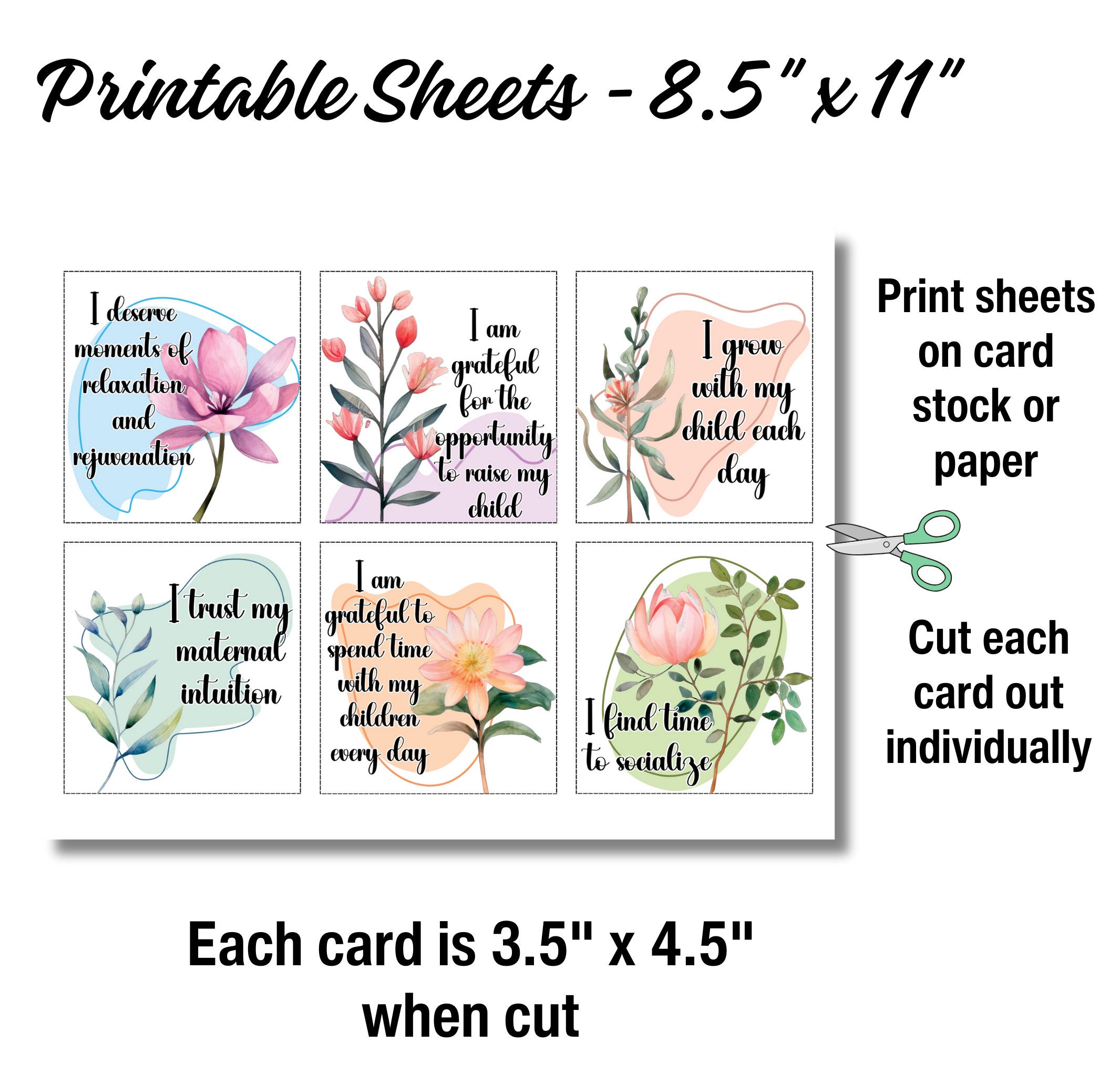 30 Mom Positive Affirmation Cards, Instant Printable Digital Download ...