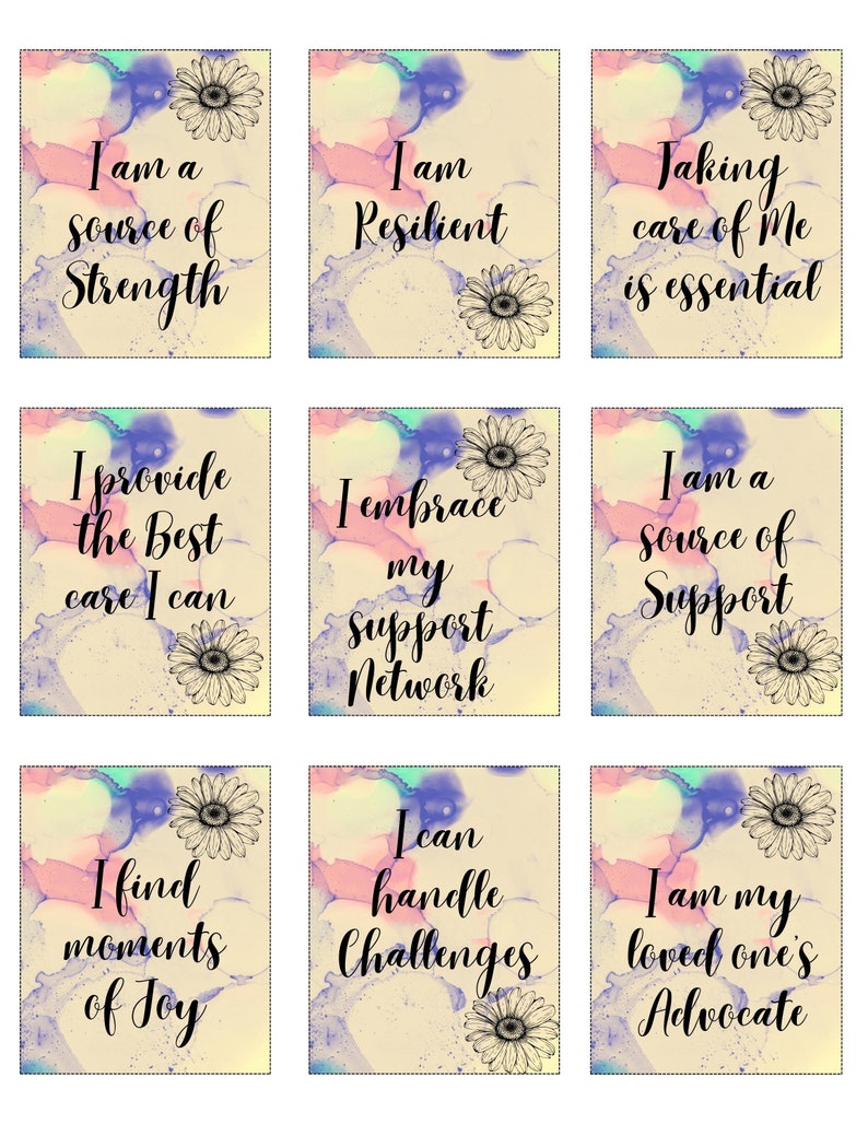 Caregiver Affirmation Cards Digital Download Positive Affirmations for ...