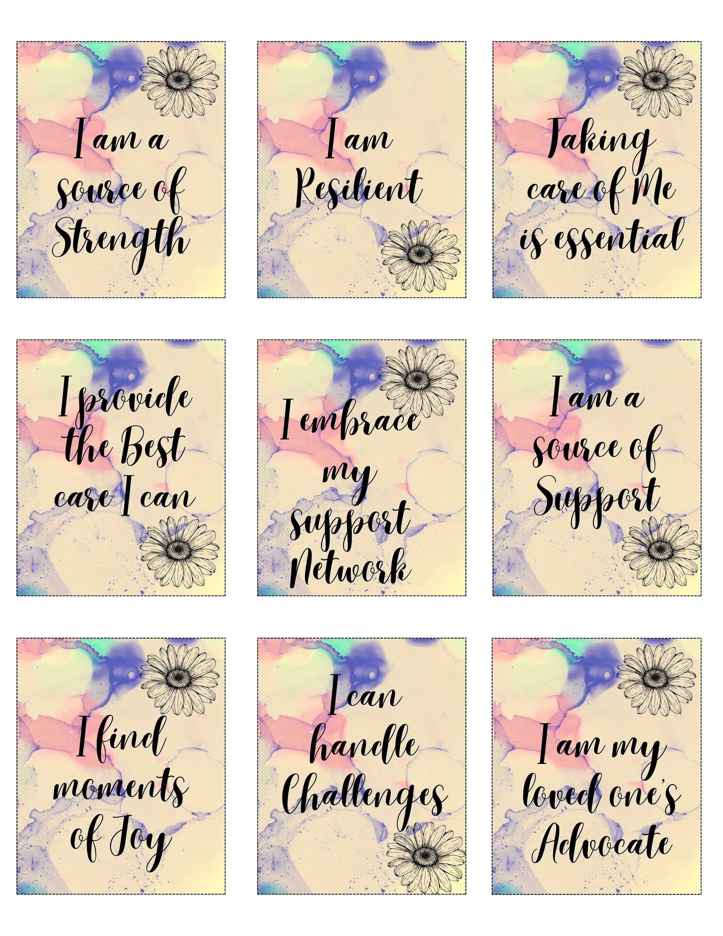 Caregiver Affirmation Cards, Digital Download, Positive Affirmations ...