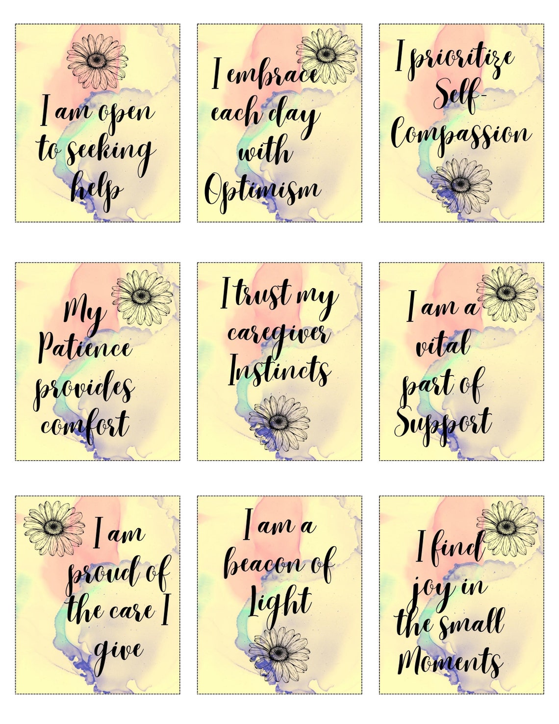 Caregiver Affirmation Cards, Digital Download, Positive Affirmations ...