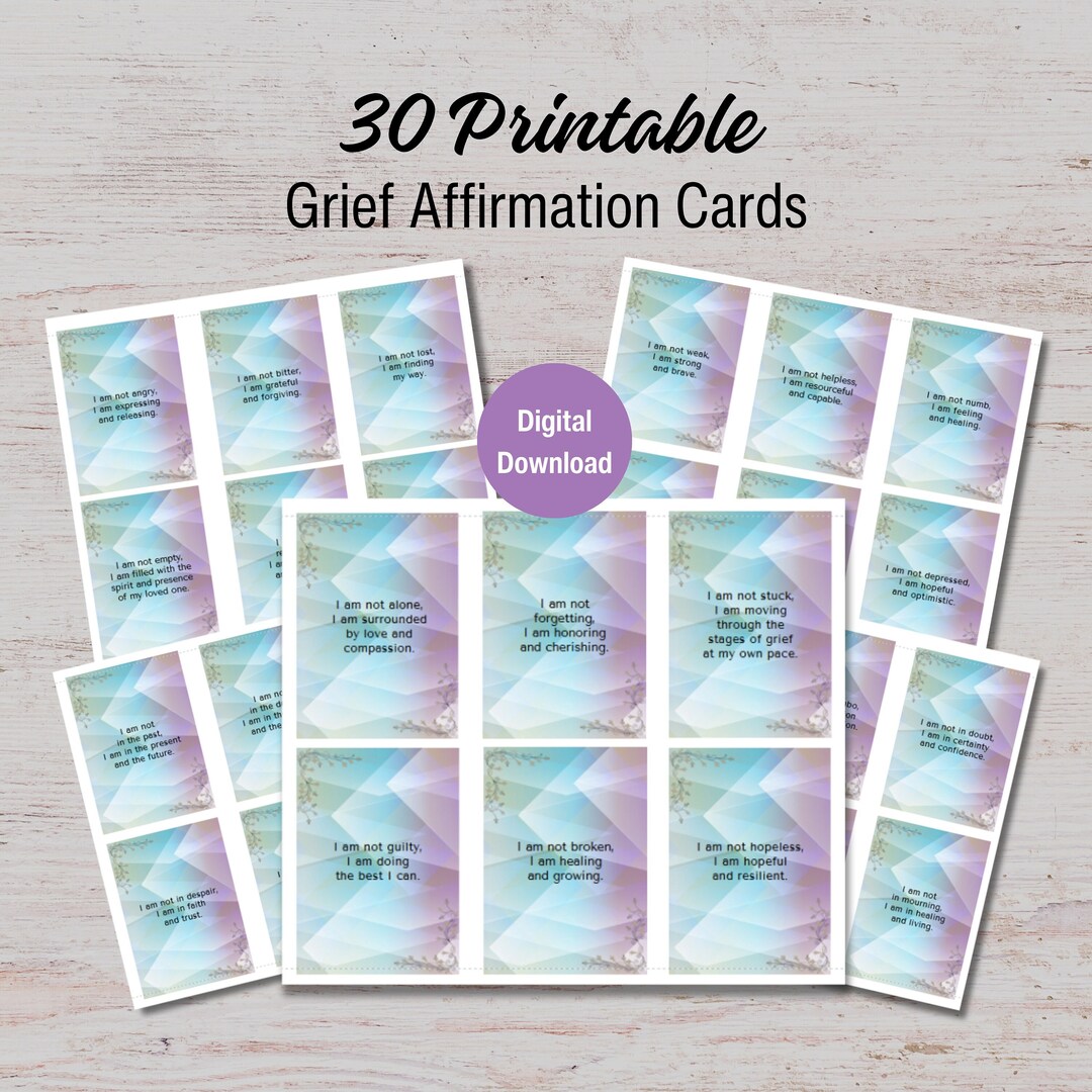 30 Grief and Loss Affirmation Cards Digital Download Grief Loss Card ...