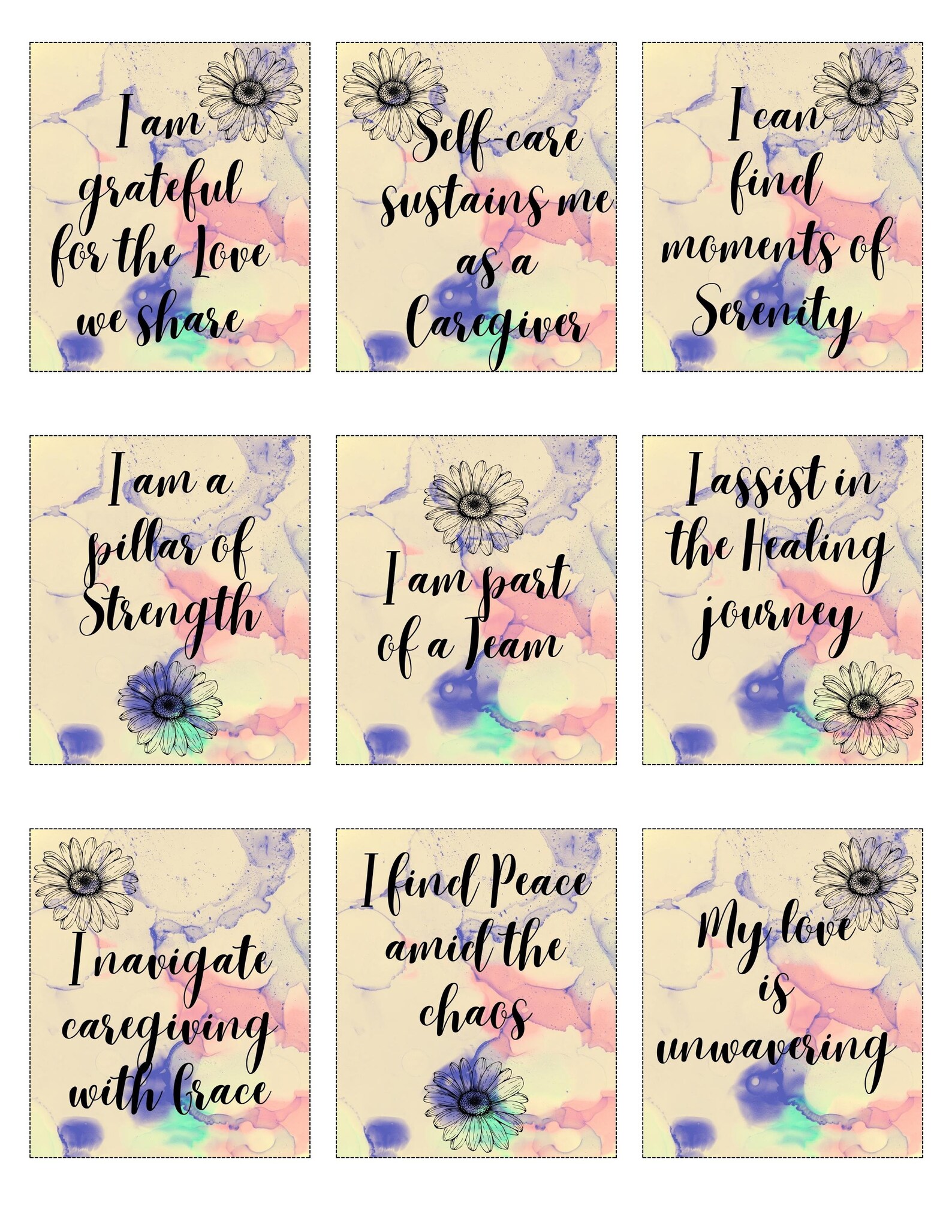 Caregiver Affirmation Cards Digital Download Positive Affirmations for ...
