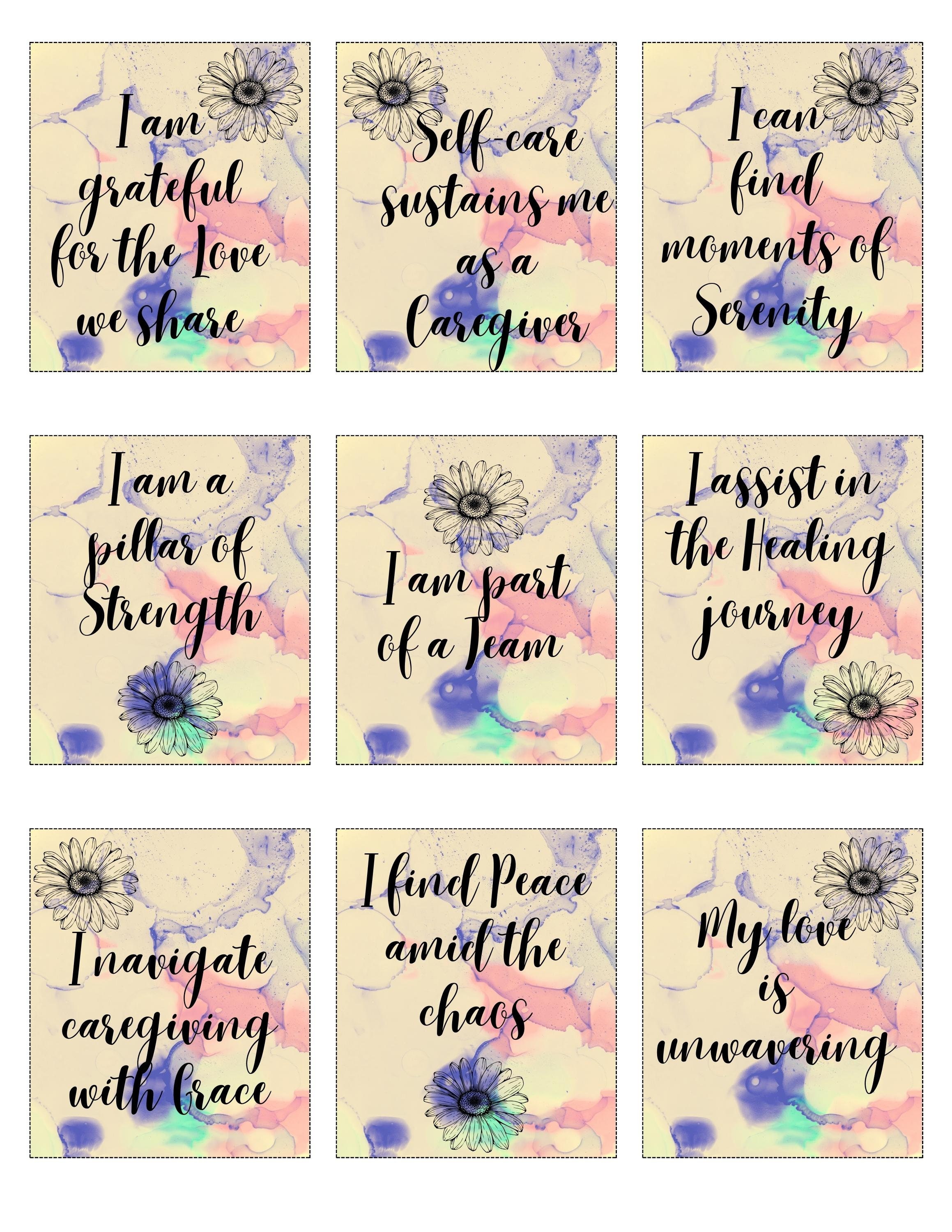Caregiver Affirmation Cards, Digital Download, Positive Affirmations ...