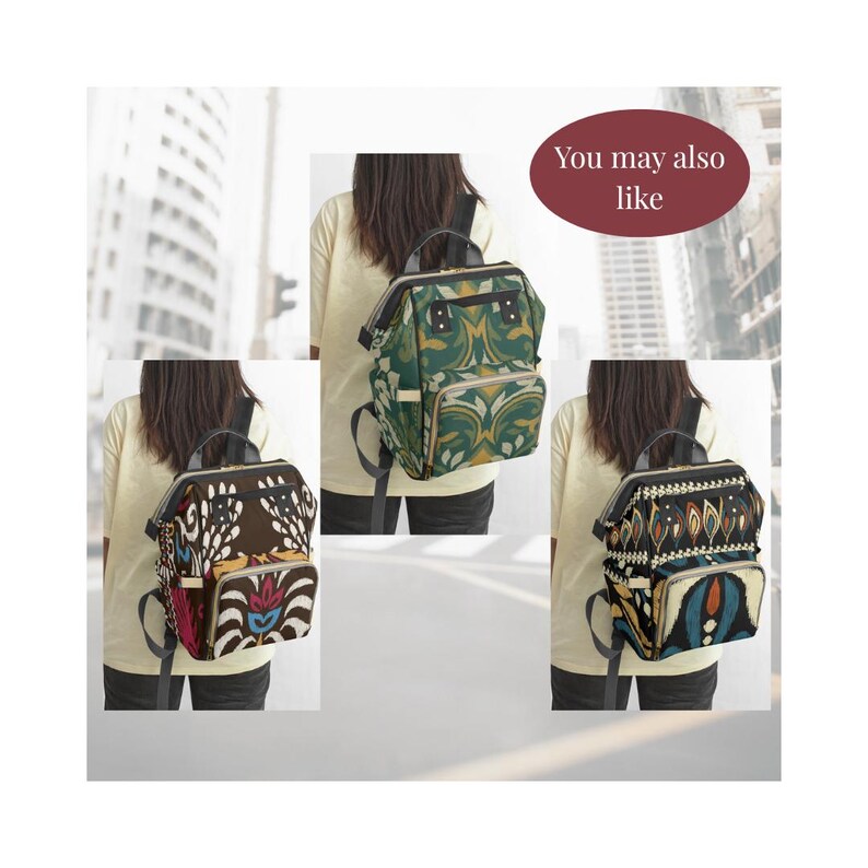 Custom Colorful Canvas Backpack Travel Bag Daypack Personalized Ikat ...