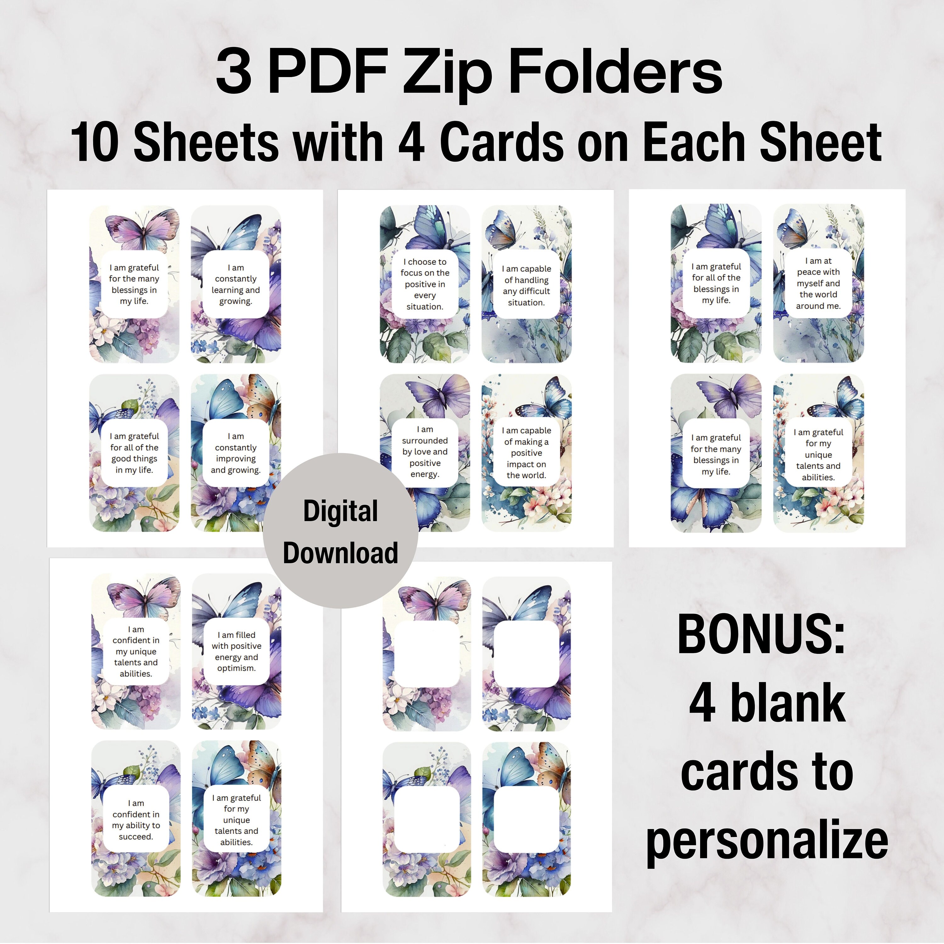 40 Positive Affirmation Cards Digital Download Affirmation Card Deck ...