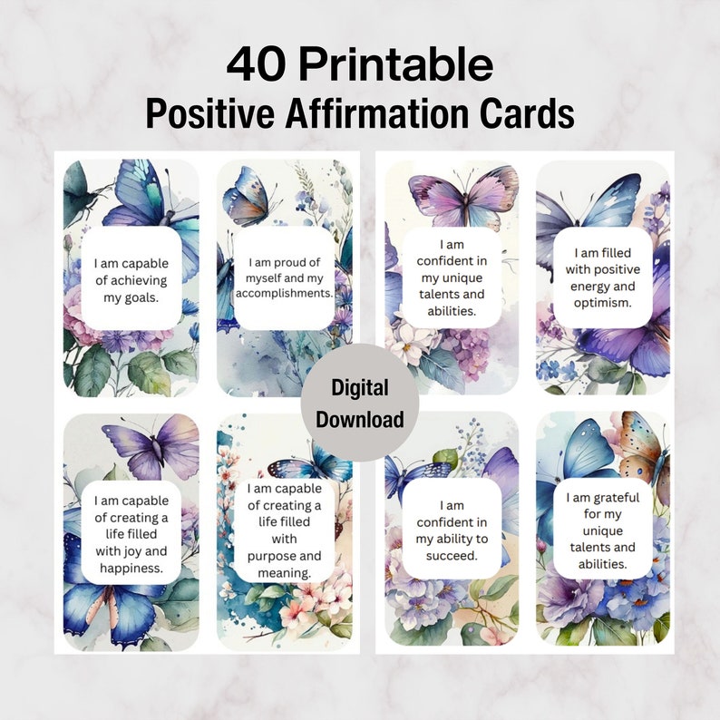 40 Positive Affirmation Cards Digital Download Affirmation Card Deck ...