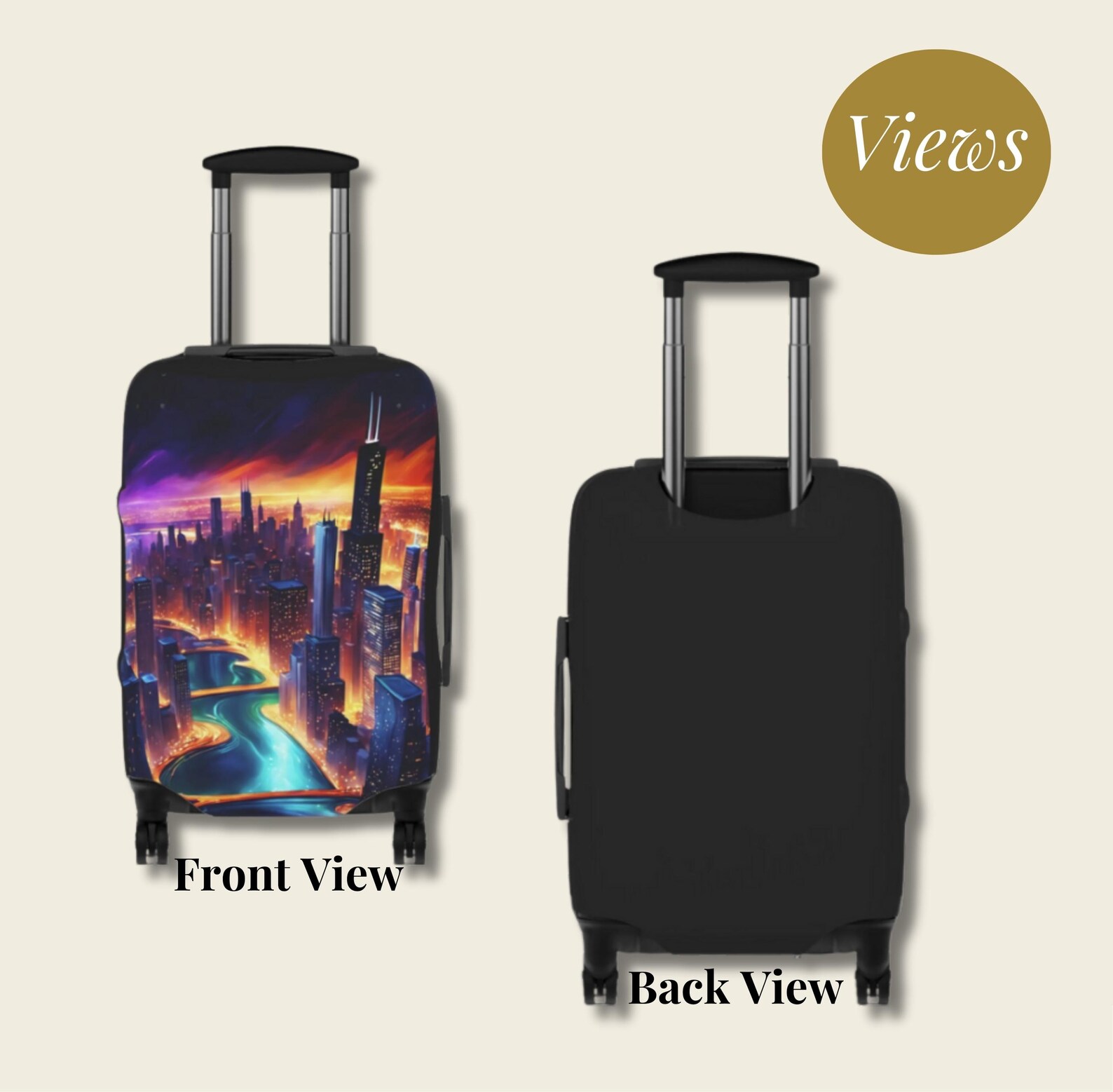 Chicago Night Rolling Luggage Cover Travelling Gifts Chicago Hardshell ...