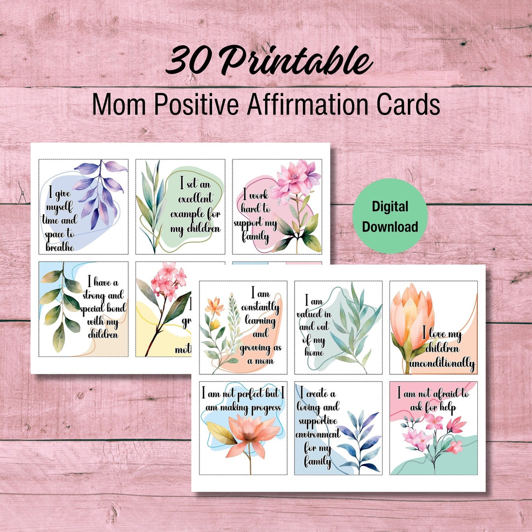 30 Mom Positive Affirmation Cards Instant Printable Digital Download ...