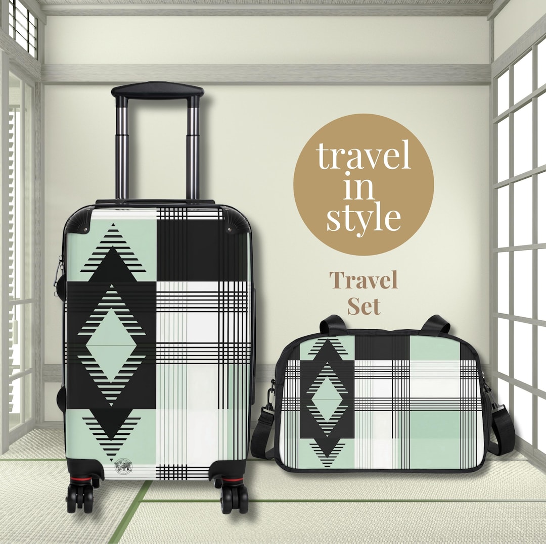 Plaid Suitcase Custom Luggage Set Travel Collection Vacation Carryon ...