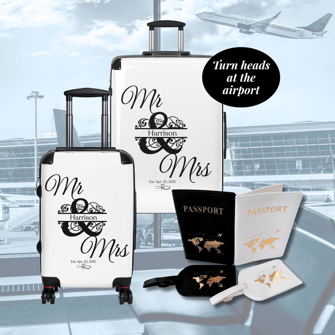 Personalized Mr Mrs Travel Set Wedding Gift Custom Newlywed Luggage ...