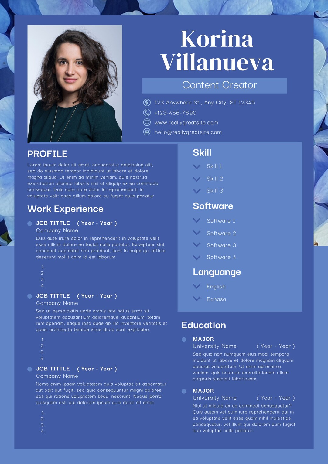 Modern Resume Template With Photo photo-enhanced CV Kit A - Etsy