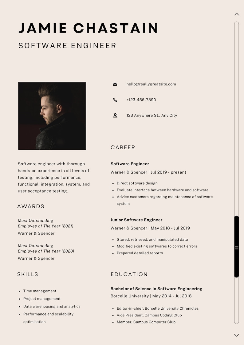 Modern Resume Template With Photo photo-enhanced CV Kit A - Etsy