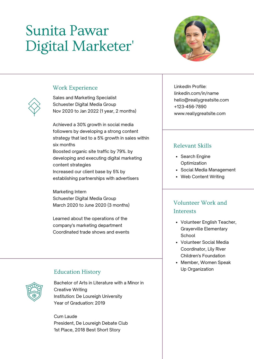 Modern Resume Template With Photo photo-enhanced CV Kit A - Etsy Australia