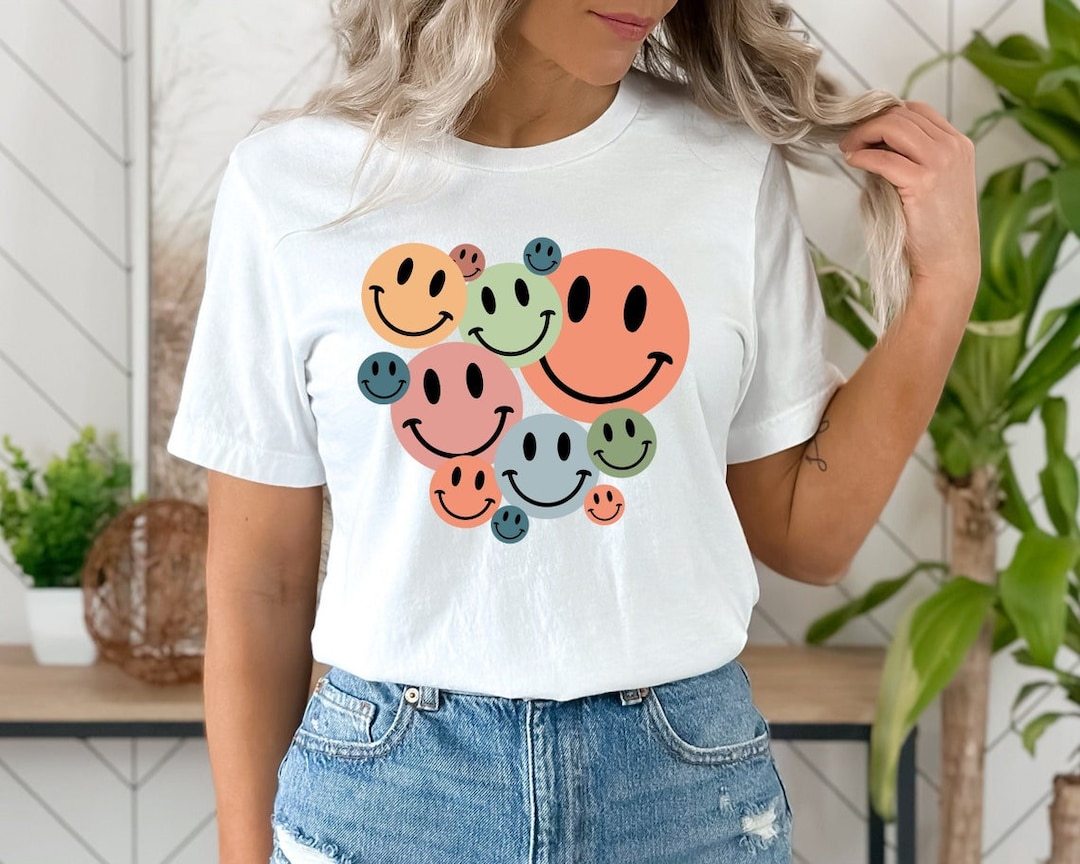 Retro Smiley Faces Shirt,trendy Shirts for Women Youth Kids Toddler ...