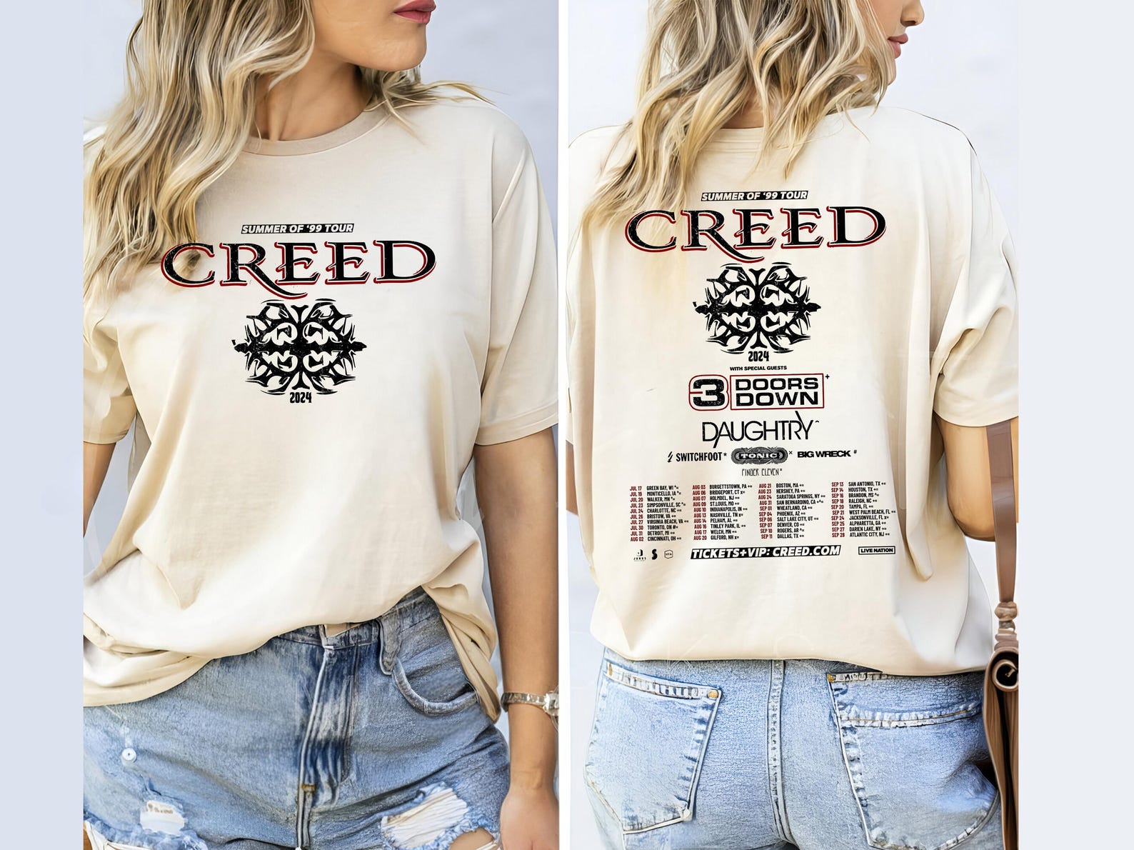 Creed Band 2024 Tour Summer of ’99 Tour Shirt, Creed 2024 Concert Merch ...