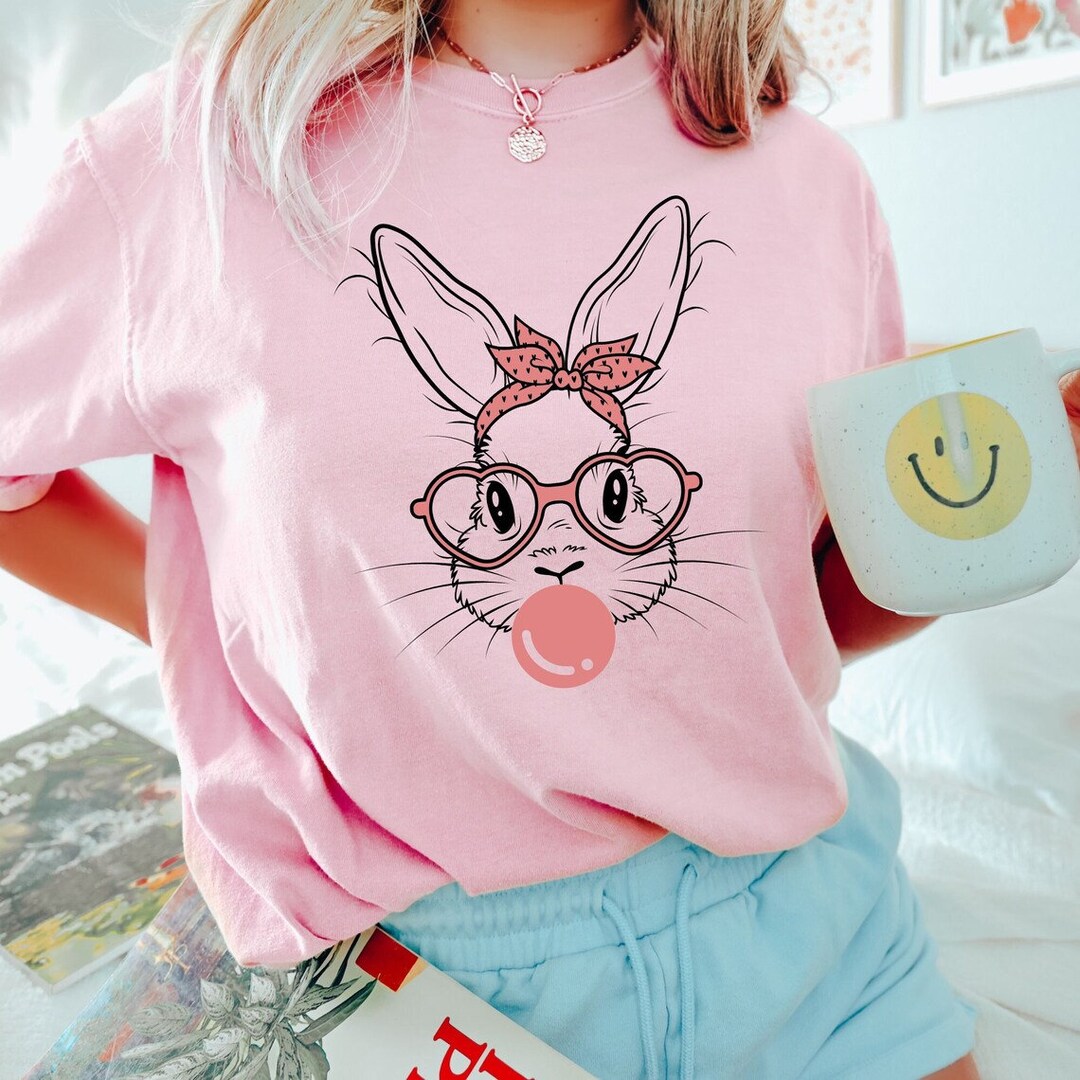 Bunny With Leopard Glasses Shirt, Ladies Easter Bunny, Easter Shirt ...