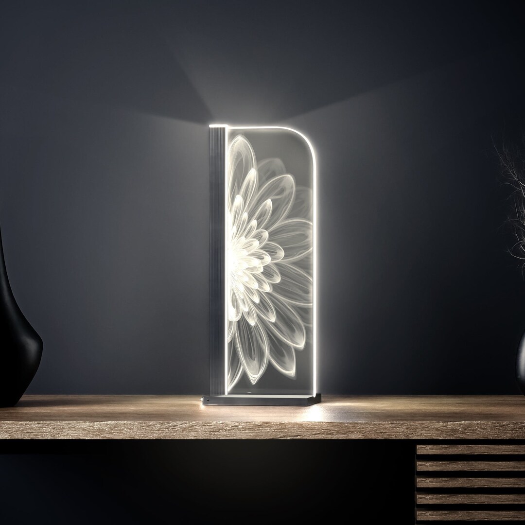 Luverre Table Lamp LED Light Glass Light With Engraving for Bedside ...