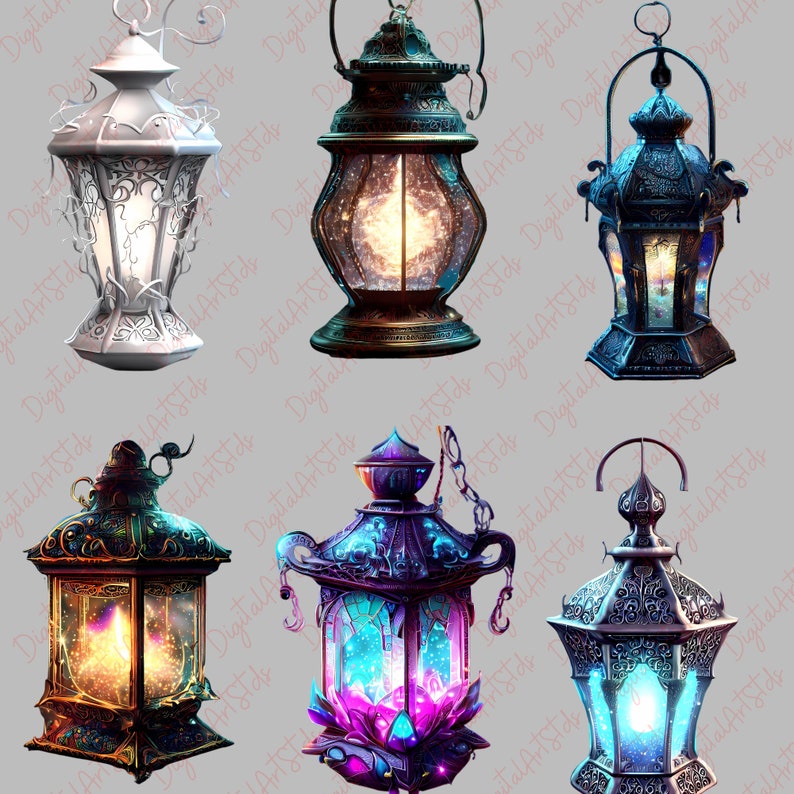 Magical Fantasy Lantern Clipart Set Mystical 300 Dpi 4096px PNG ...