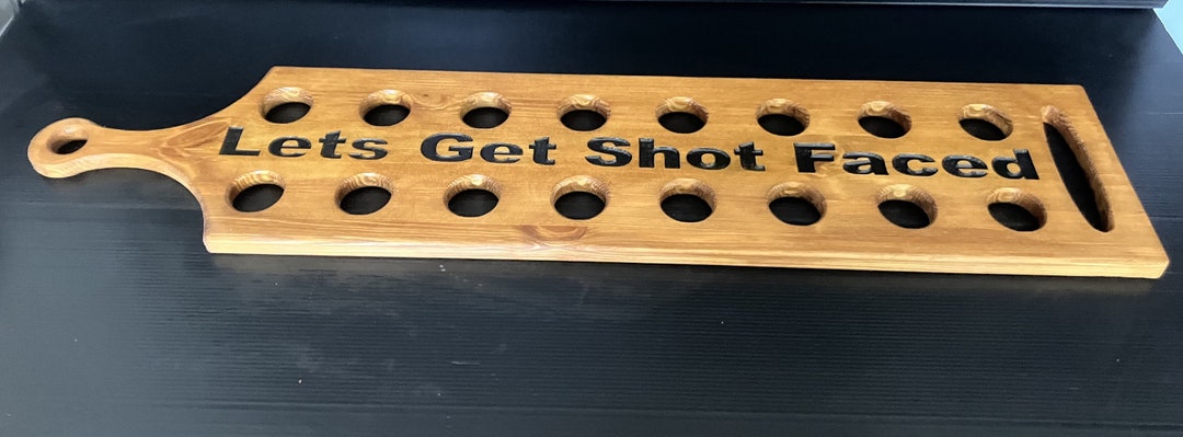Rustic Wood Shot Paddle, 16 Shot Glass Holder, Engraved Barware - Etsy