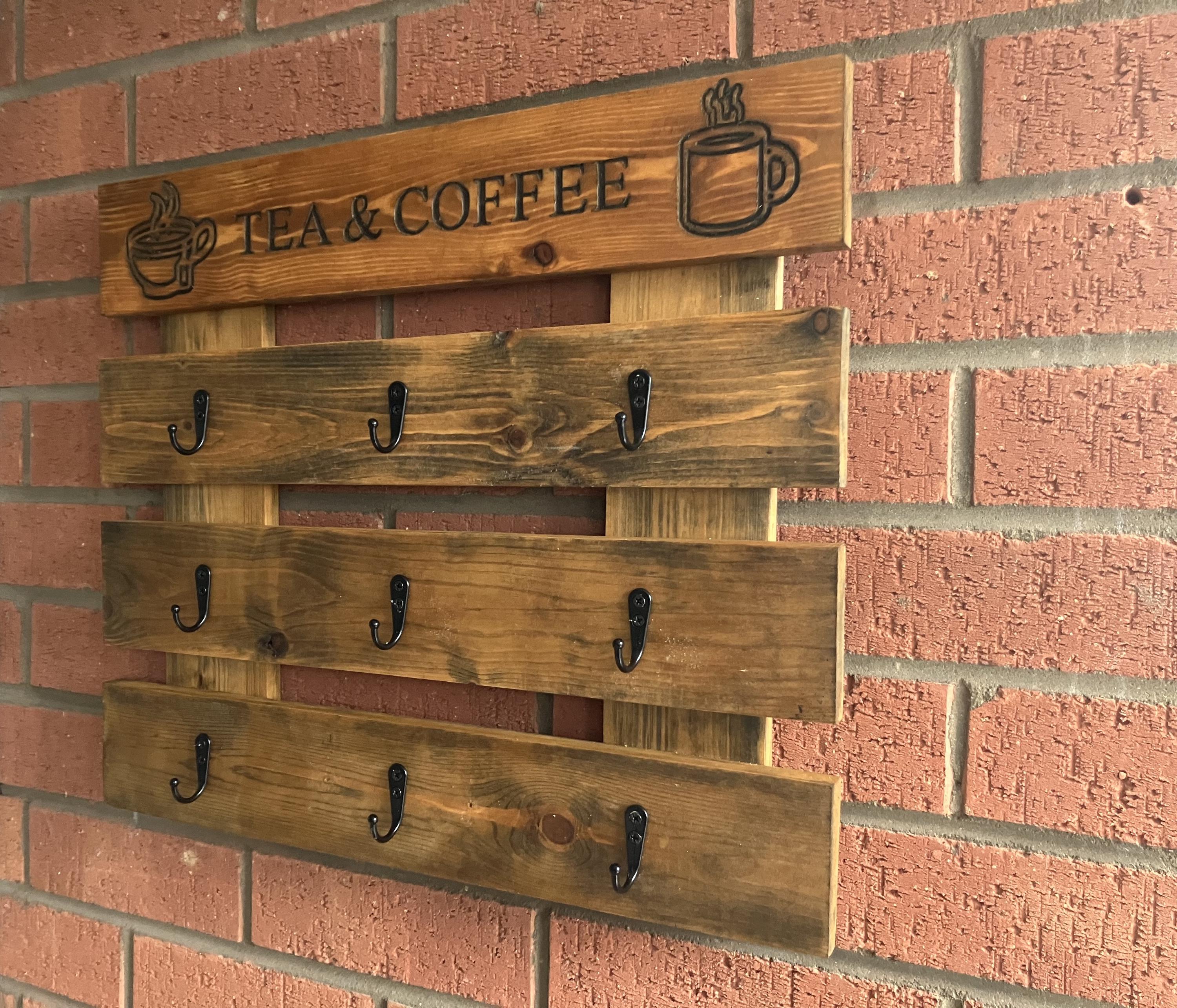 Rustic Coffee Cup Hanging Wall Rack-cnc Engraved /gift /farmhouse ...