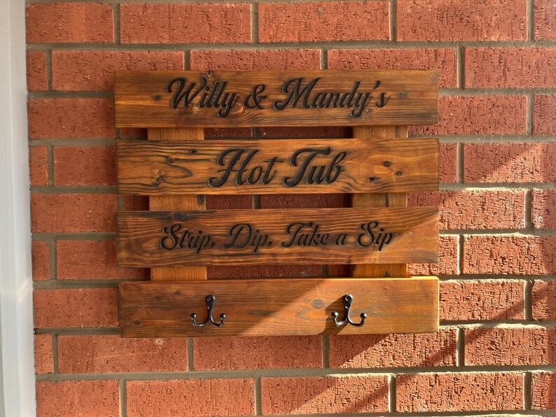 Personalized Rustic Engraved Hot Tub Sign, Reclaimed Wood Spa Decor - Etsy