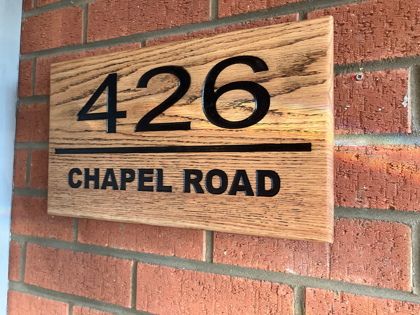 Oak Handmade House Number Sign Engraved Carved Outdoor Name Plaque - Etsy