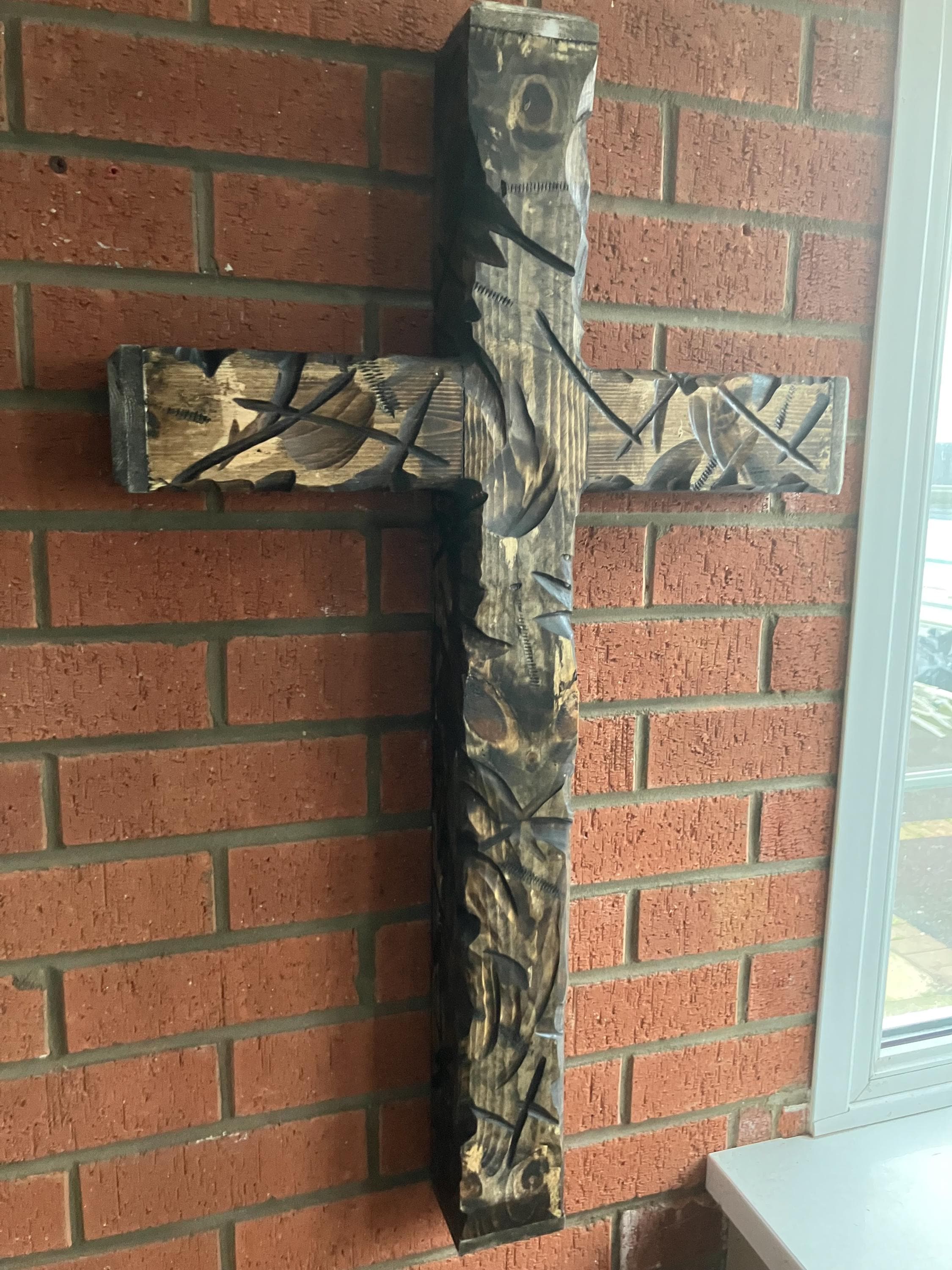 Handcrafted Large Rustic Aged Wooden Wall Cross/ Spiritual Gift ...