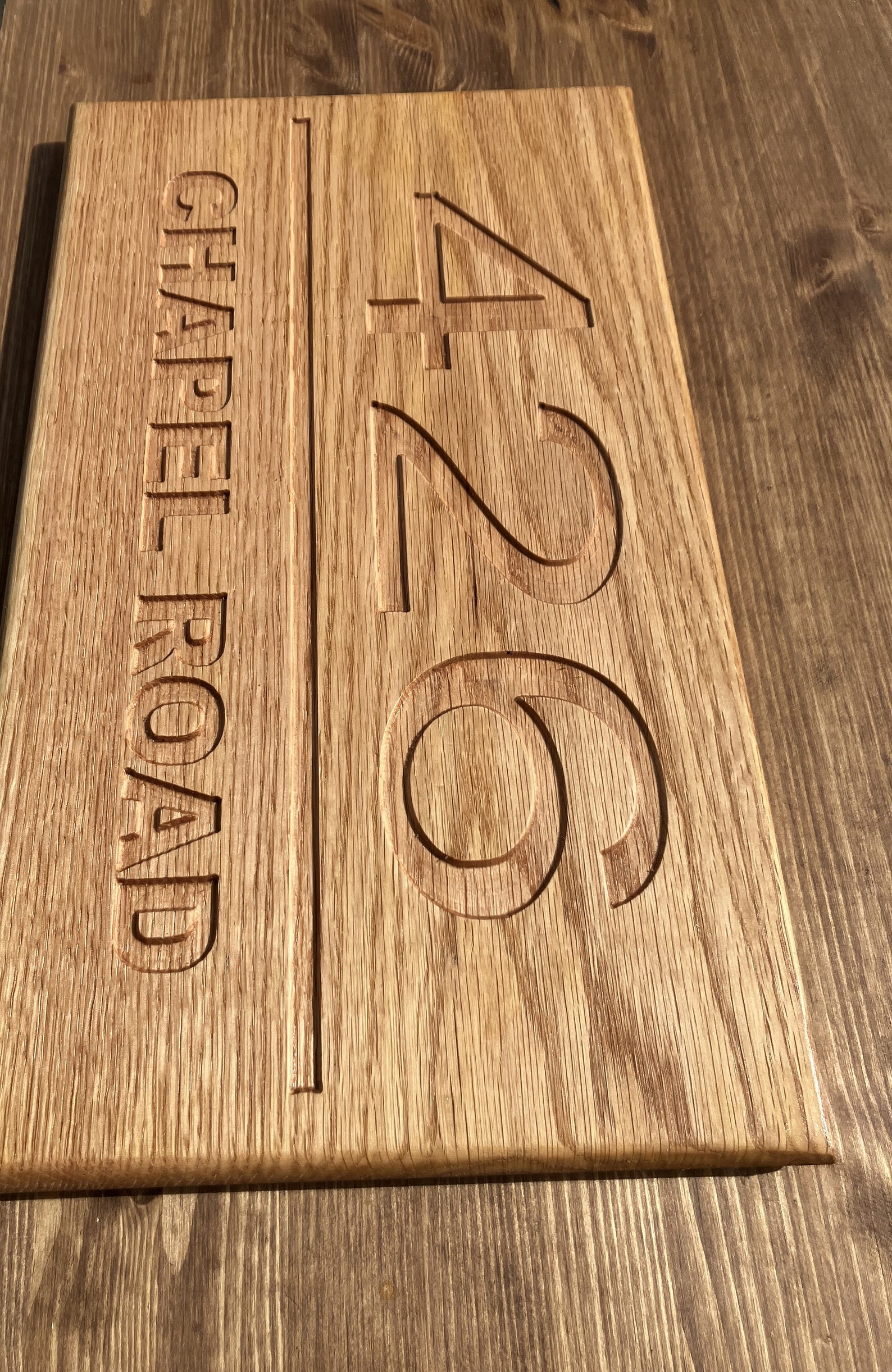 Oak Handmade House Number Sign Engraved Carved Outdoor Name Plaque - Etsy