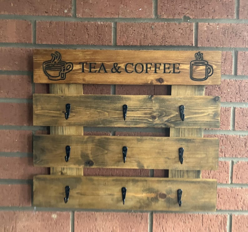 Rustic Coffee Cup Hanging Wall Rack-cnc Engraved /gift /farmhouse ...