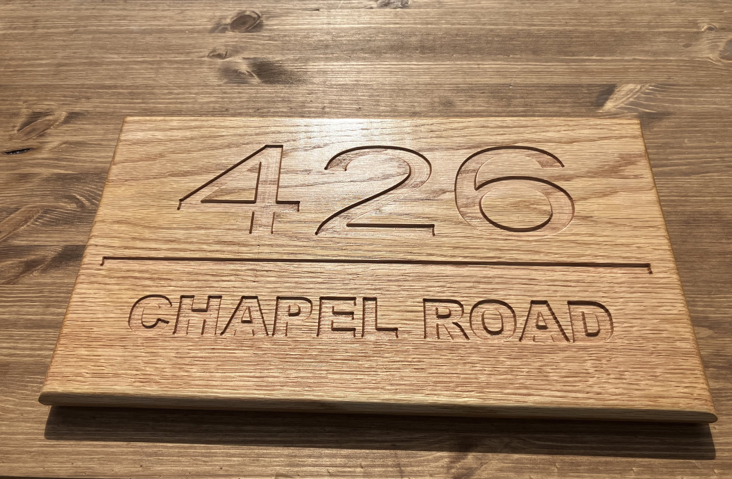 Oak Handmade House Number Sign Engraved Carved Outdoor Name Plaque - Etsy