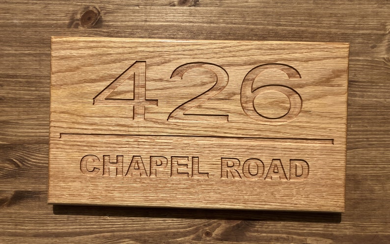 Oak Handmade House Number Sign Engraved Carved Outdoor Name Plaque - Etsy