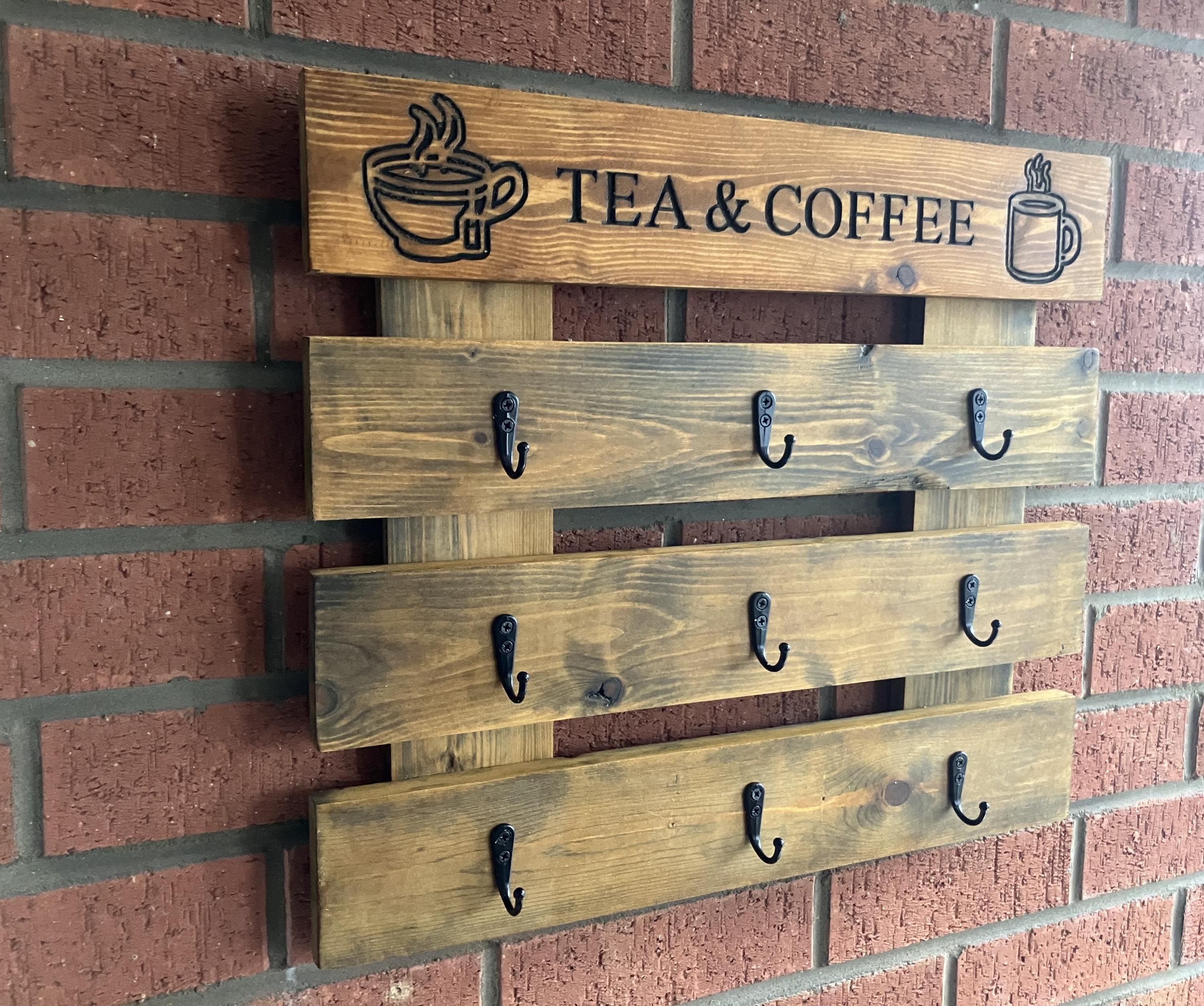 Rustic Coffee Cup Hanging Wall Rack-cnc Engraved /gift /farmhouse ...