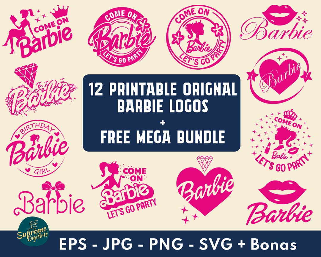 Barbie Logo SVG, 12 Barbie EPS Printable Logos, Barbie Cricut, 12 ...