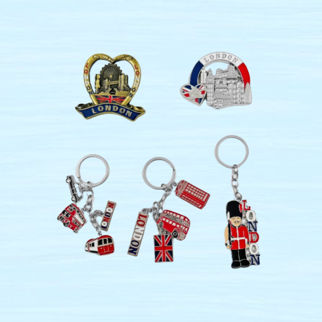London Souvenir Key Rings and Magnet 5 Pack Perfect for Tourists and ...