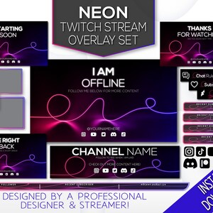 Neon Stream Overlays | Twitch Stream Overlay | Stream Overlay Package ...